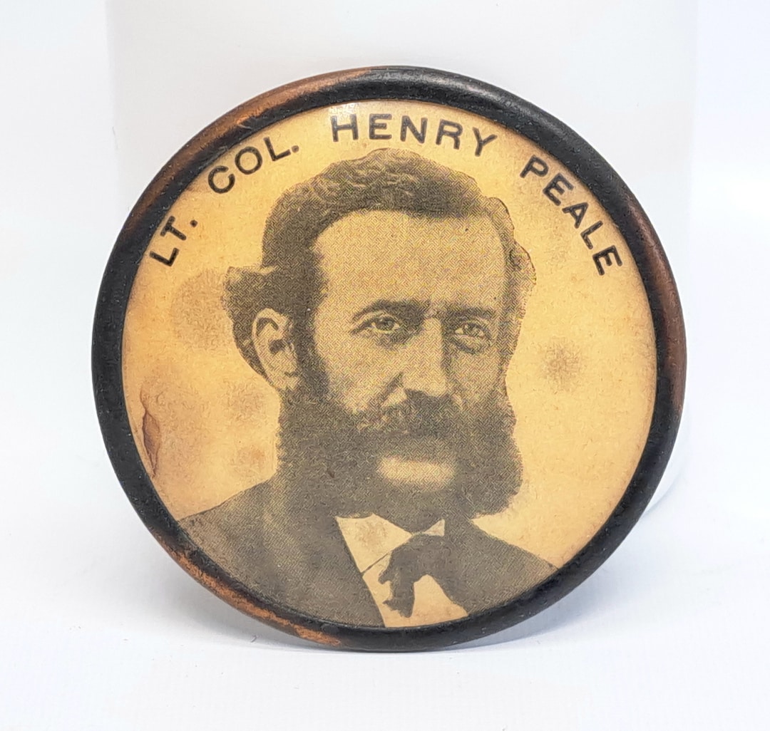 Antique 1899 Lt. Col. Henry Peale B&W Image Medallion Badge Union Army ...