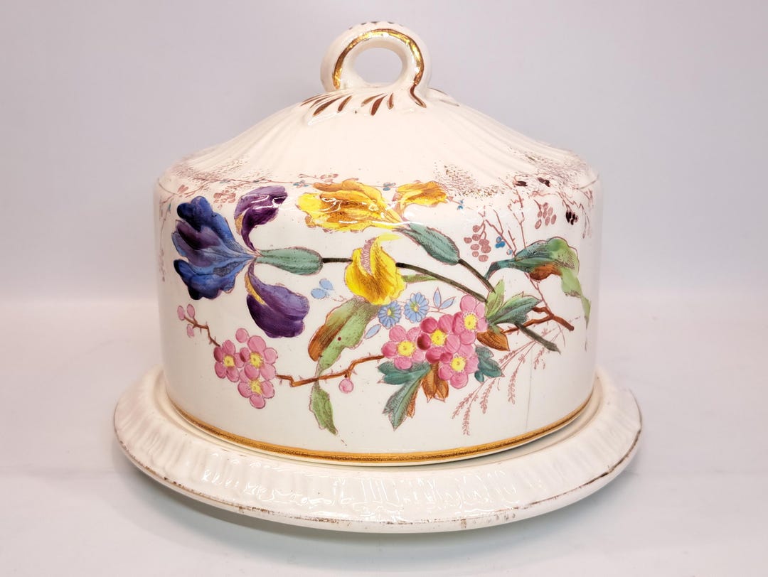 Antique Hand Painted Anton Mehlem Covered Porcelain Cheese Butter Dish ...