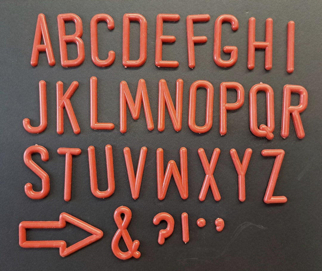 Vintage Red Plastic Tack-back Upper Case A-Z Letters Bulletin Board ...