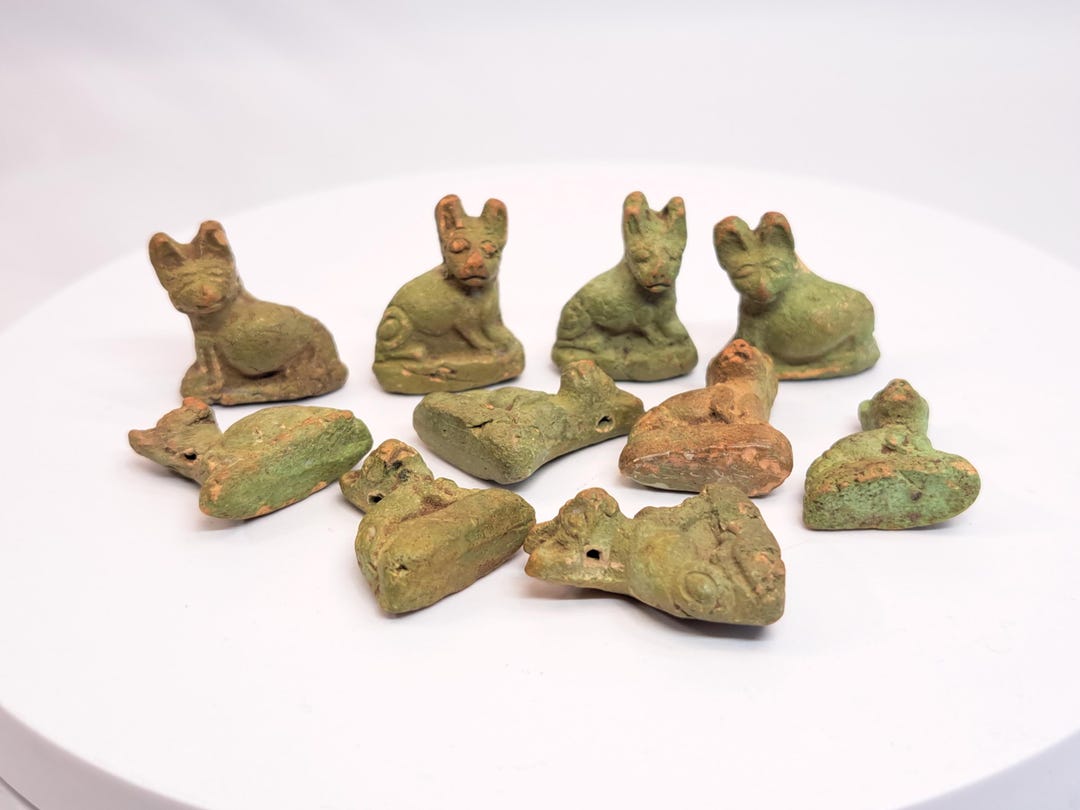 10 Antique Egyptian Revival Faience Clay Cat Beads - Etsy