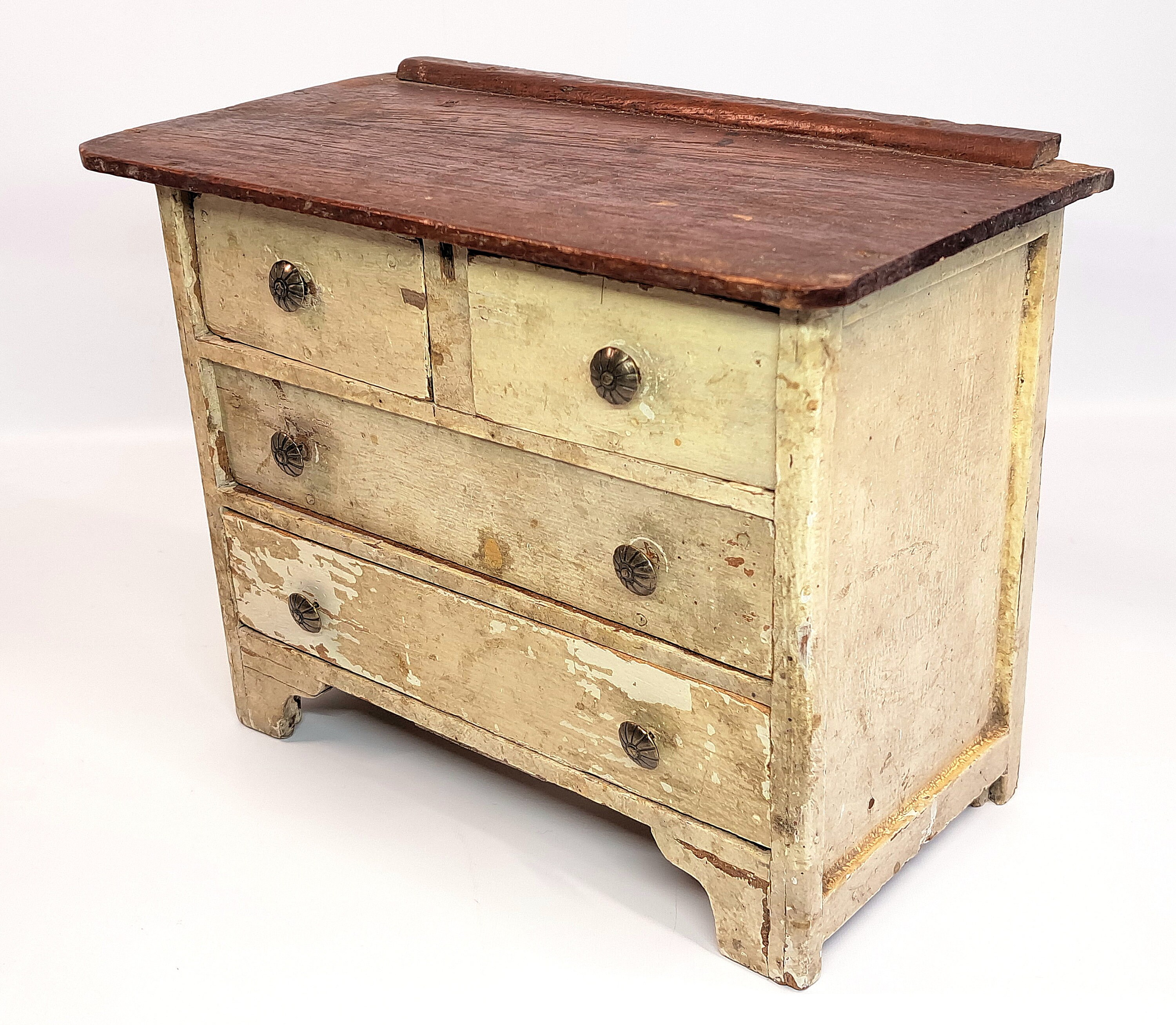 Antique Primitive Rustic Handmade Wooden Cigar Box Doll Dresser With 4 ...