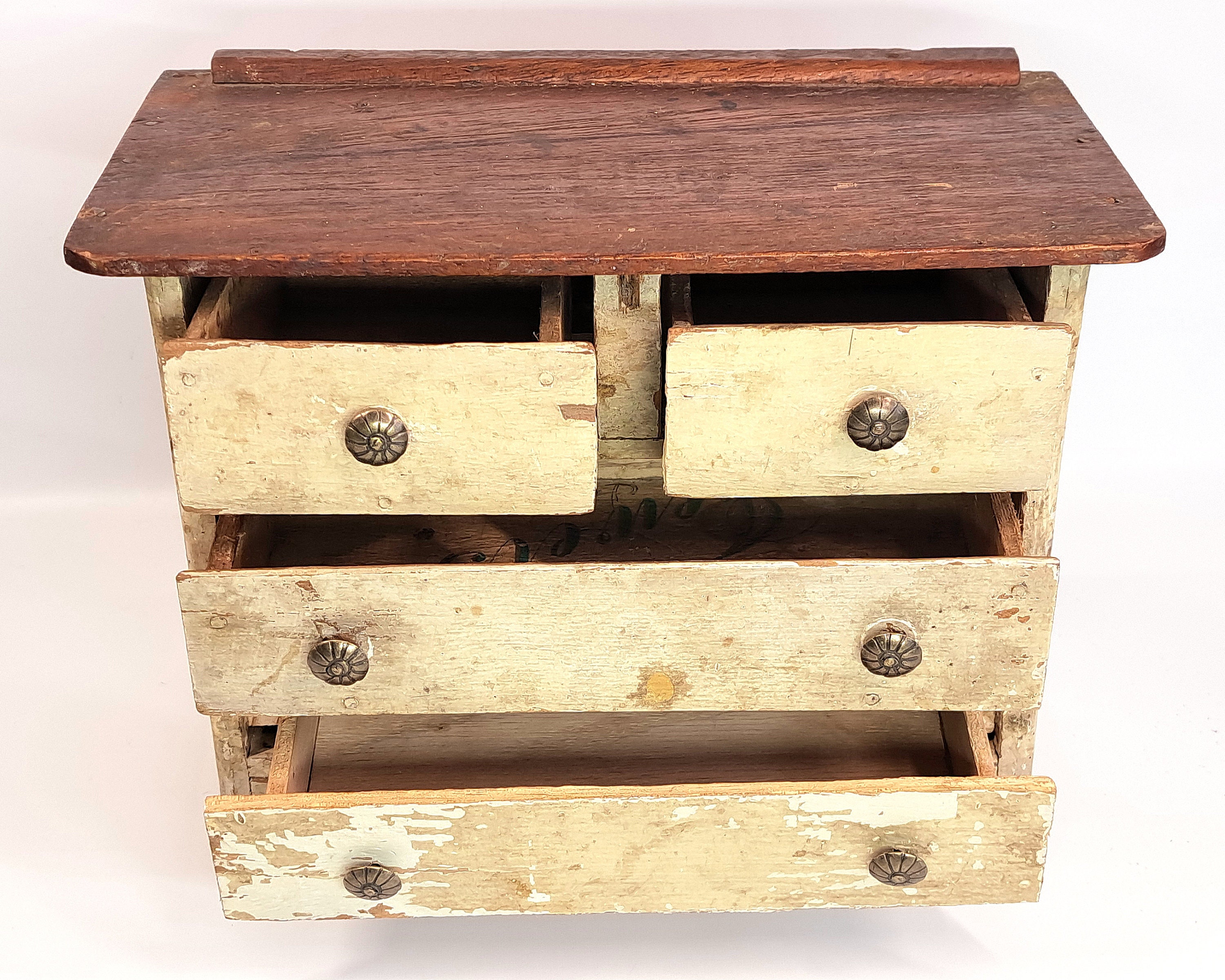 Antique Primitive Rustic Handmade Wooden Cigar Box Doll Dresser With 4 ...