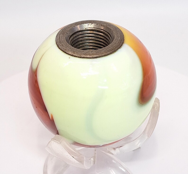 Vintage Red & Orange Swirl Uranium Glass Marble Gear Shift Knob Rat Rod ...