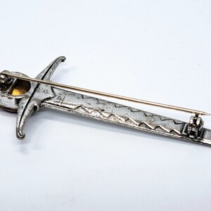 Vintage Miracle Antiqued Pewter Sword Brooch Kilt Pin With Amethyst ...