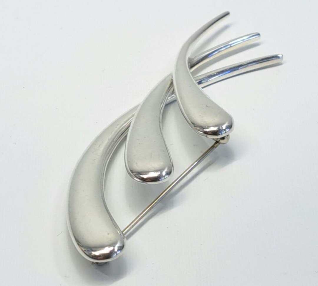 Vintage Large Sierra Sterling Silver Mexico Modernist Abstract Swish ...