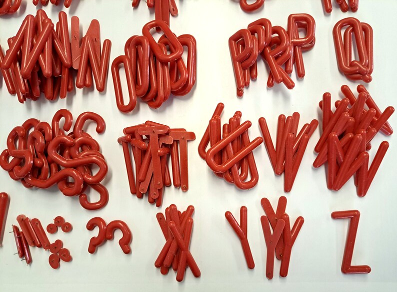 Vintage Red Plastic Tack-back Upper Case A-Z Letters Bulletin Board ...