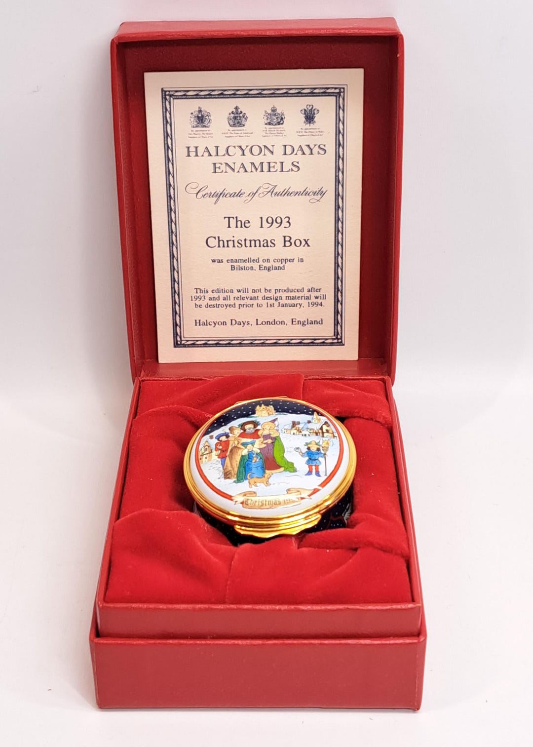 Vintage Halcyon Days Enamels Christmas 1993 Town Square Trinket Box ...