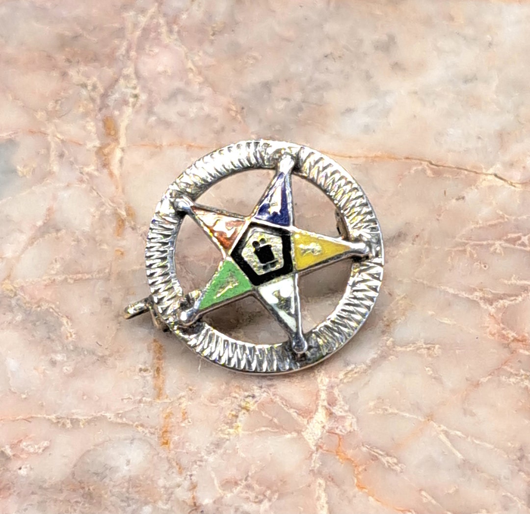 Vintage Masonic Order of the Eastern Star Sterling and Enamel Lapel Pin ...
