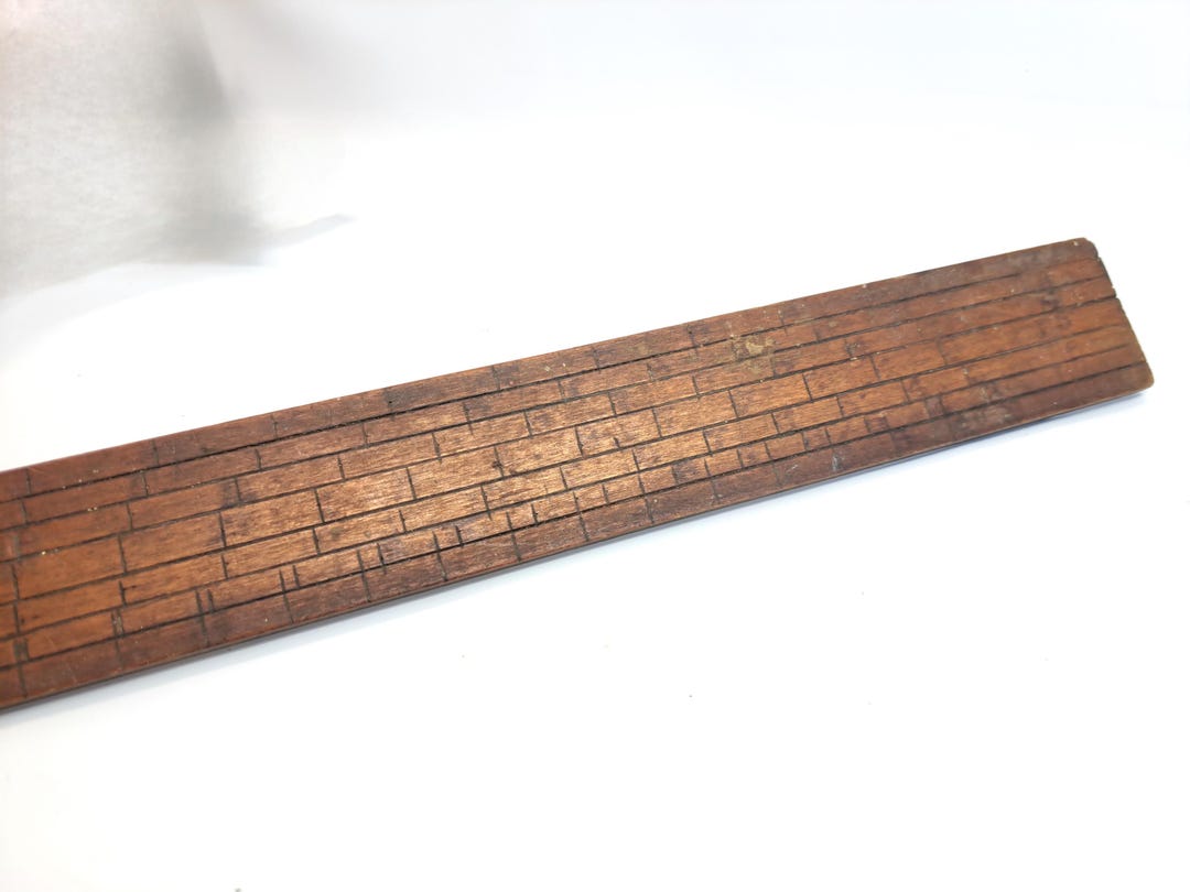 Antique Handmade Folk Art Wood Lumber Log Rule 24" Board Feet Measure ...