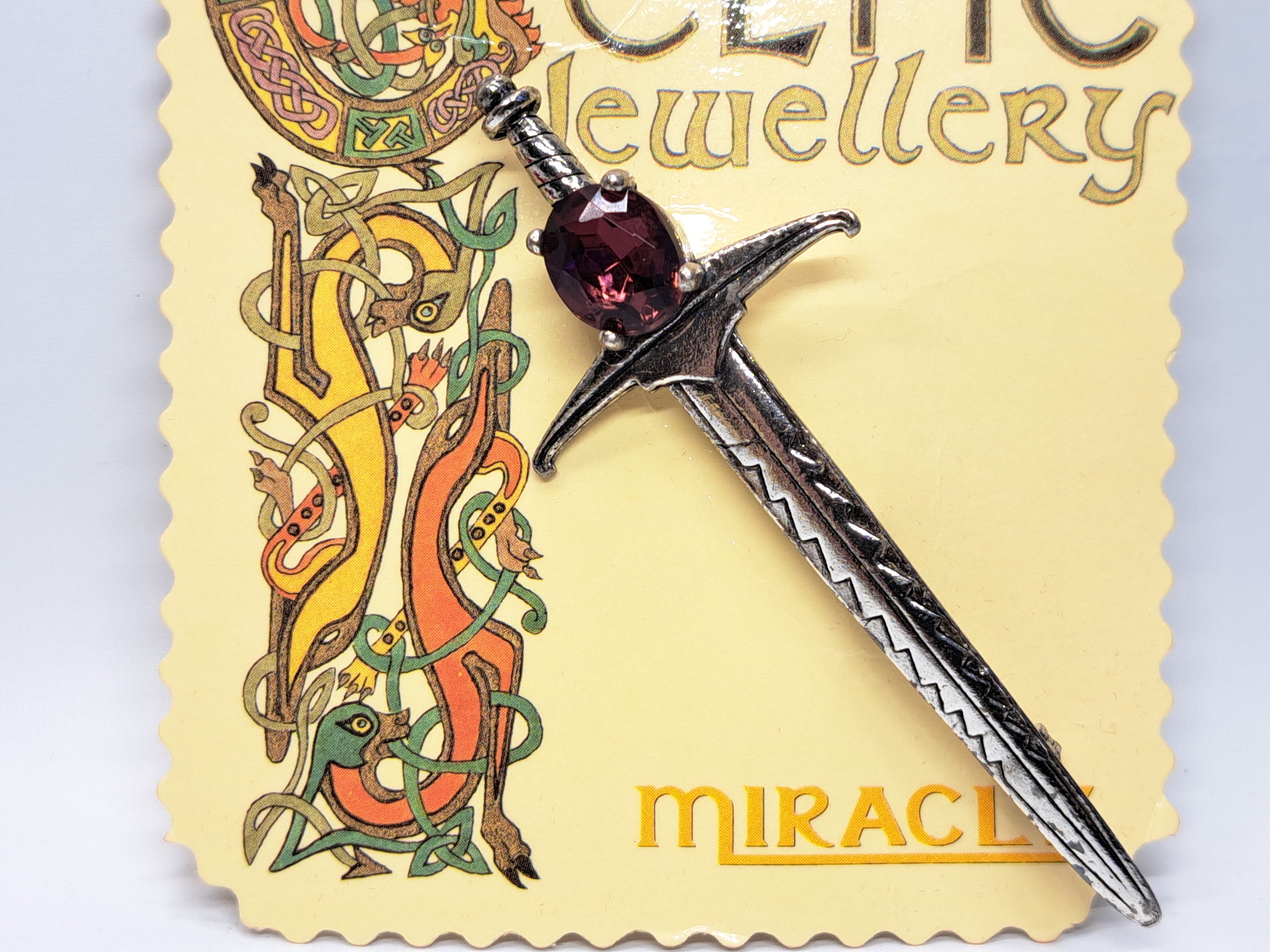 Vintage Miracle Antiqued Pewter Sword Brooch Kilt Pin With - Etsy