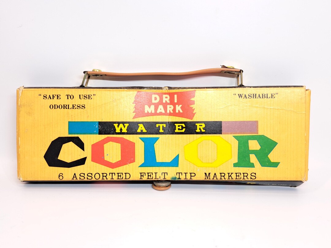 Vintage Dri Mark Water Color Assorted Felt Tip Markers in "suitcase ...