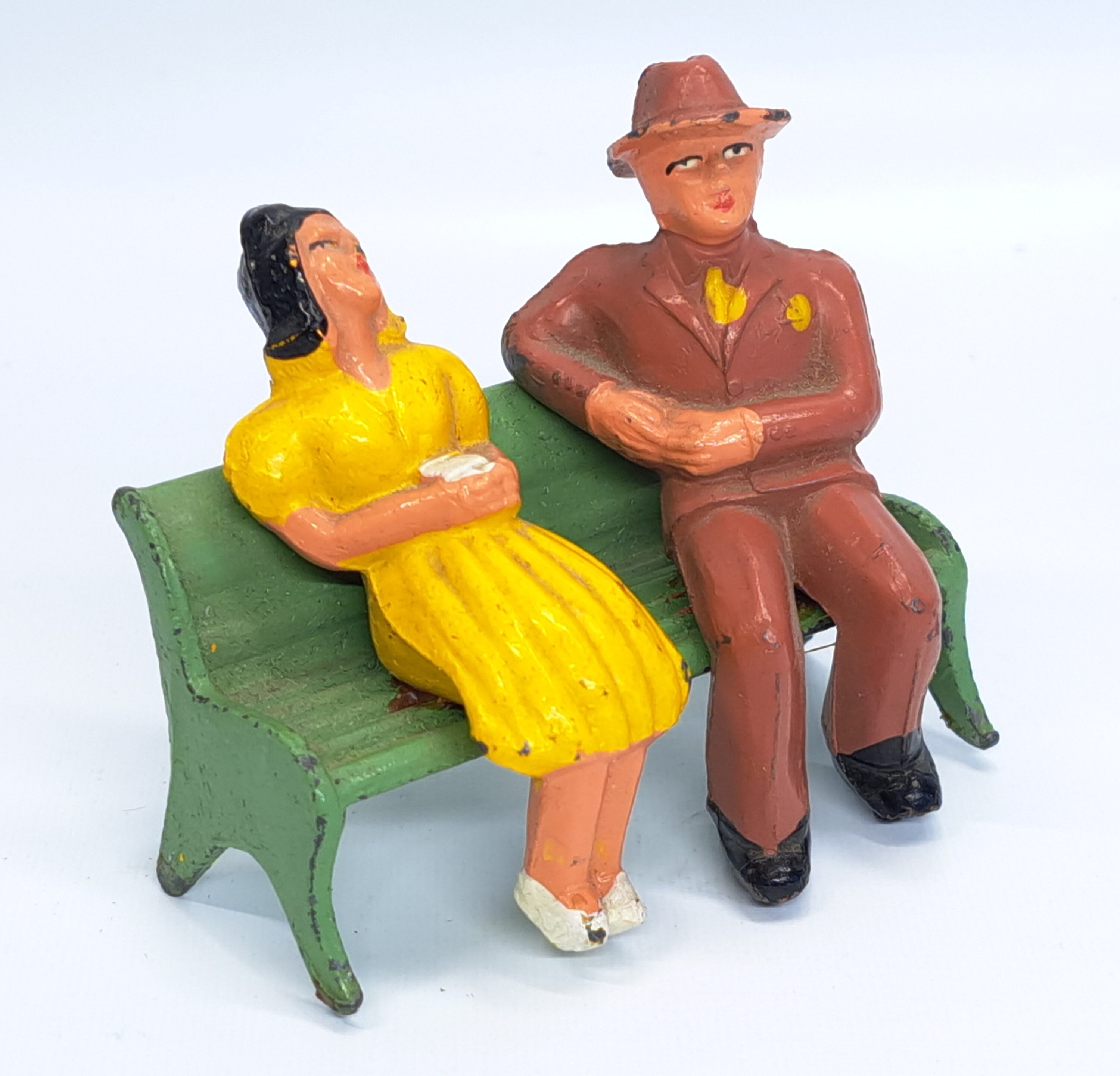 Vintage Cast Metal Man & Woman on Bench Model Train Figures - Etsy