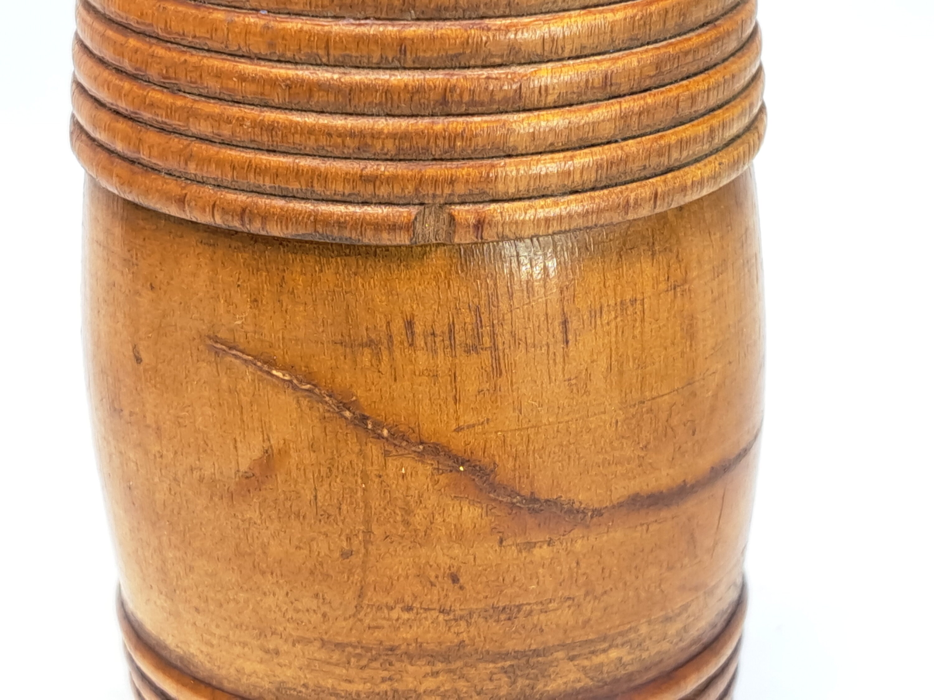 Antique Primitive Hand Turned Treenware Wooden Barrel Box Container - Etsy