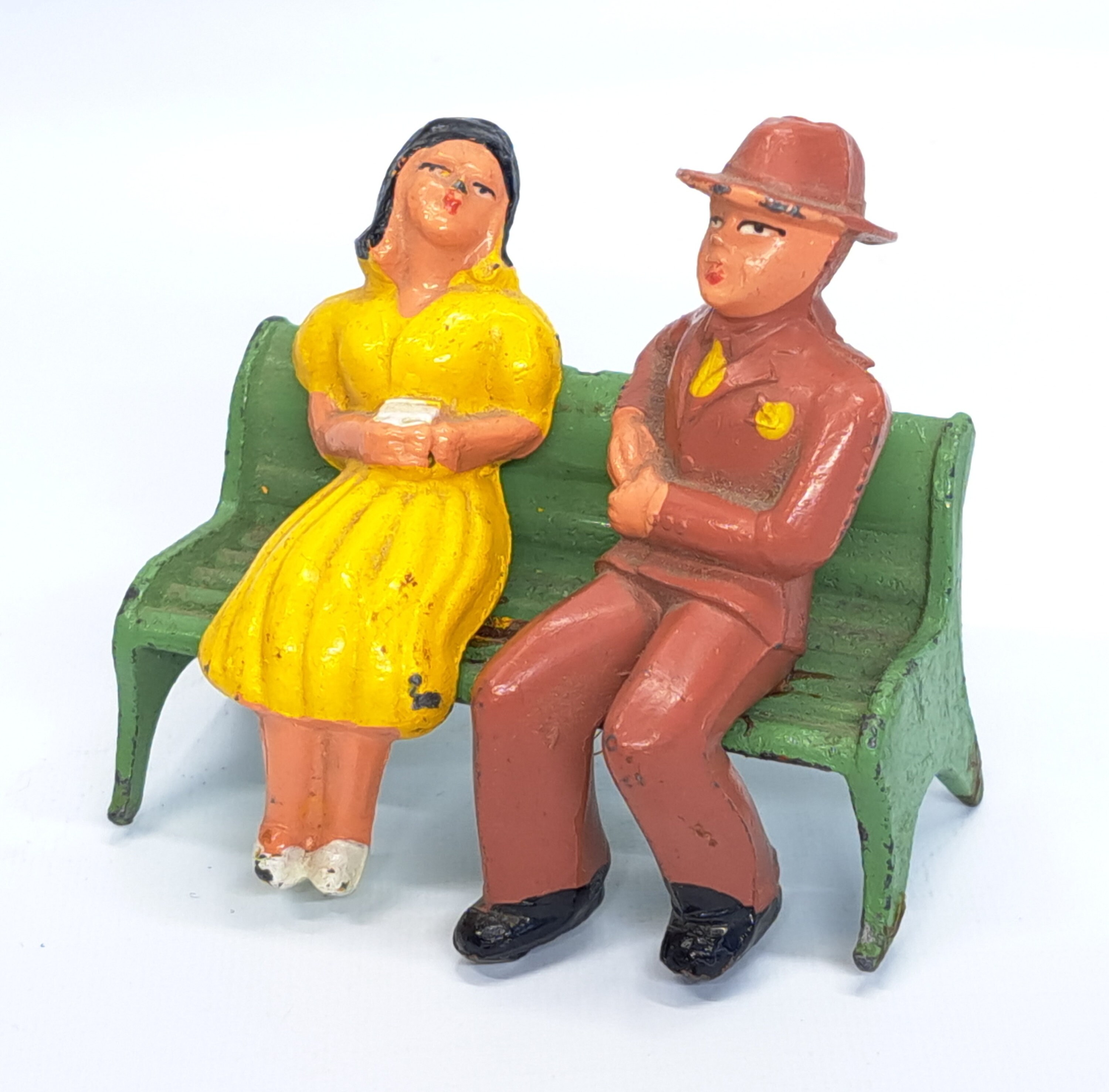 Vintage Cast Metal Man & Woman on Bench Model Train Figures - Etsy