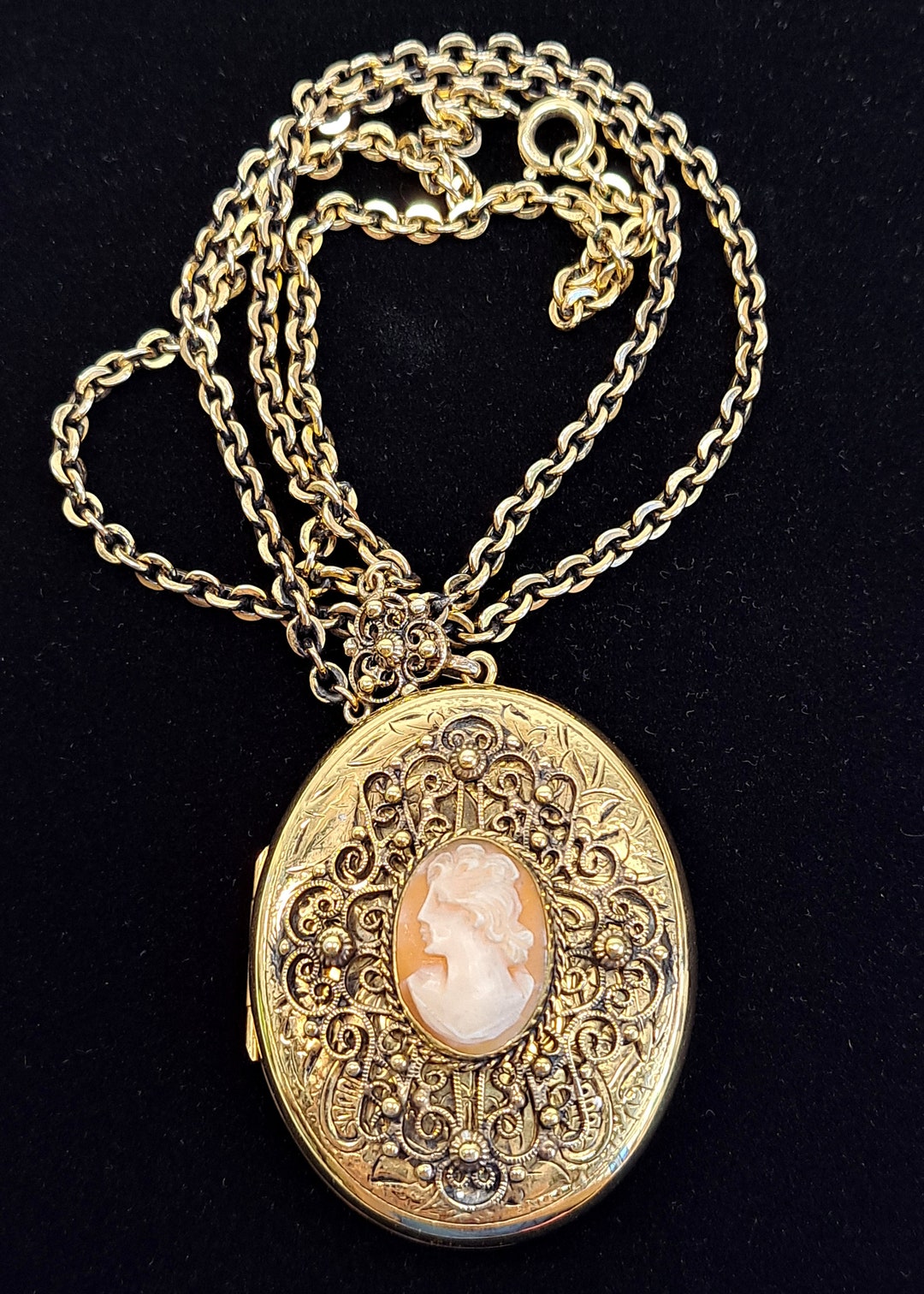 Vintage Danecraft 12k GF Victorian Style Cameo Locket Necklace - Etsy