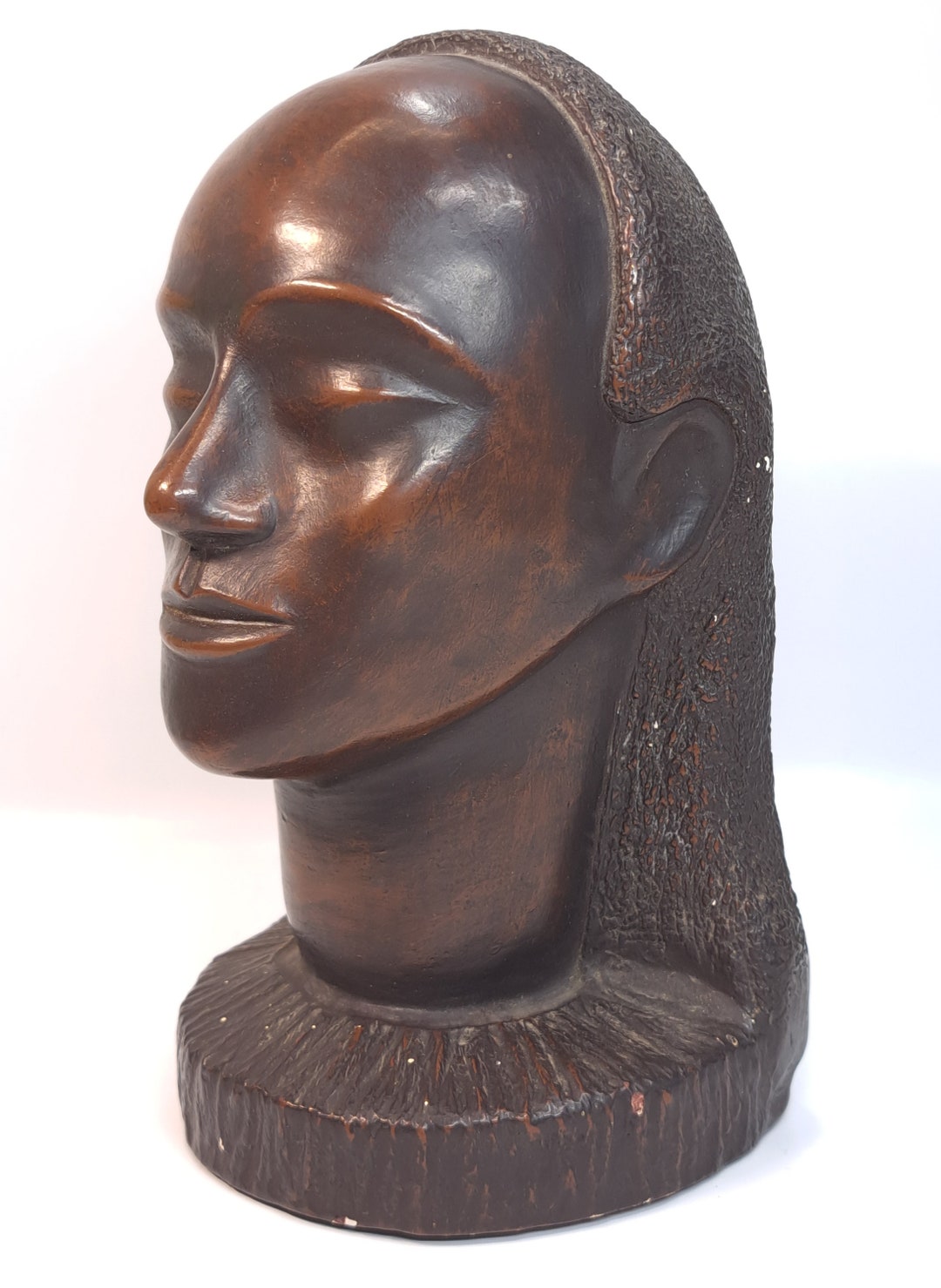 Vintage Mid Century African Masai Bronzed Plaster Bust - Artist Signed ...
