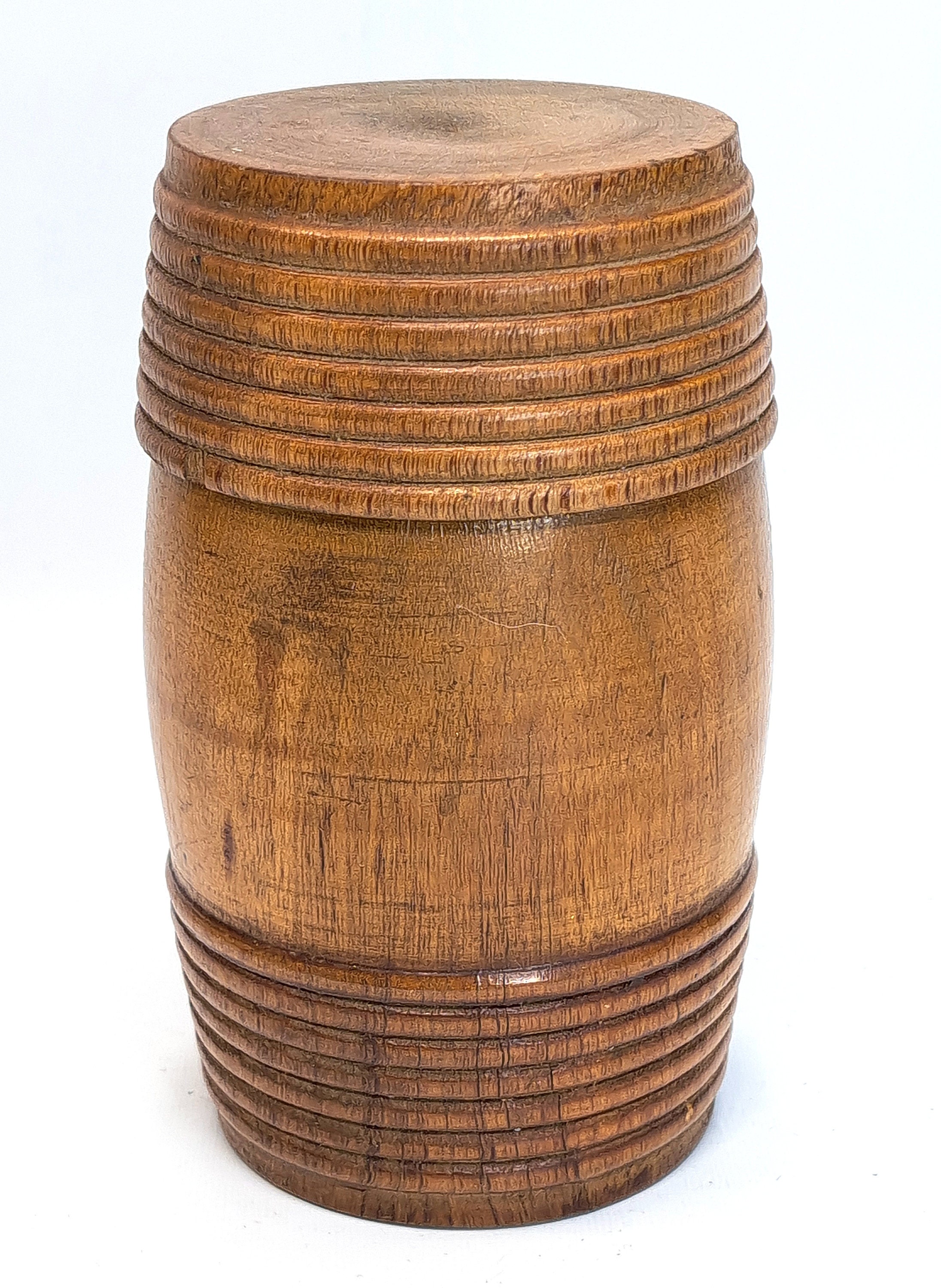 Antique Primitive Hand Turned Treenware Wooden Barrel Box Container - Etsy