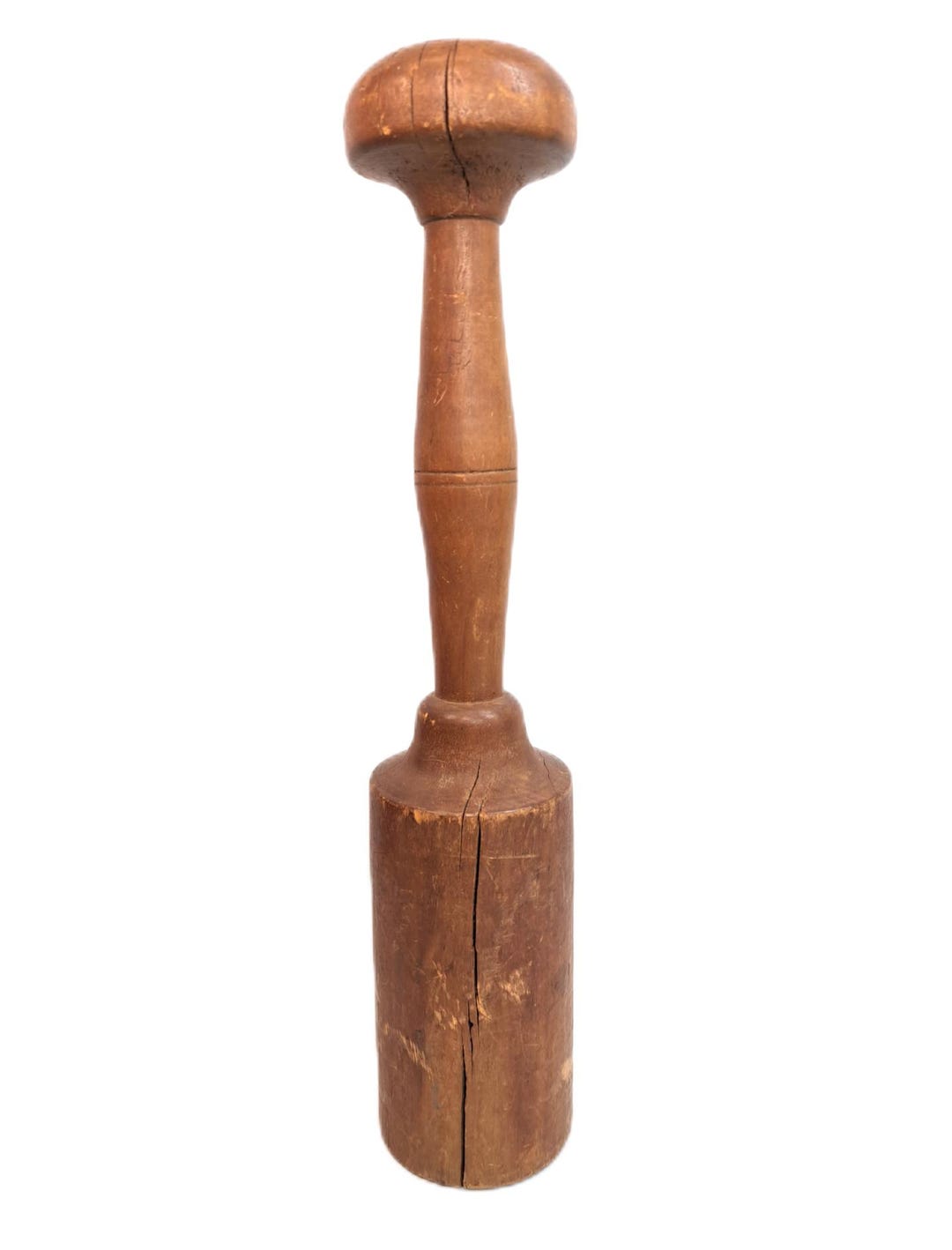 Antique Hand Turned Wood Butter Potato Masher - Rustic Kitchen Pestle ...