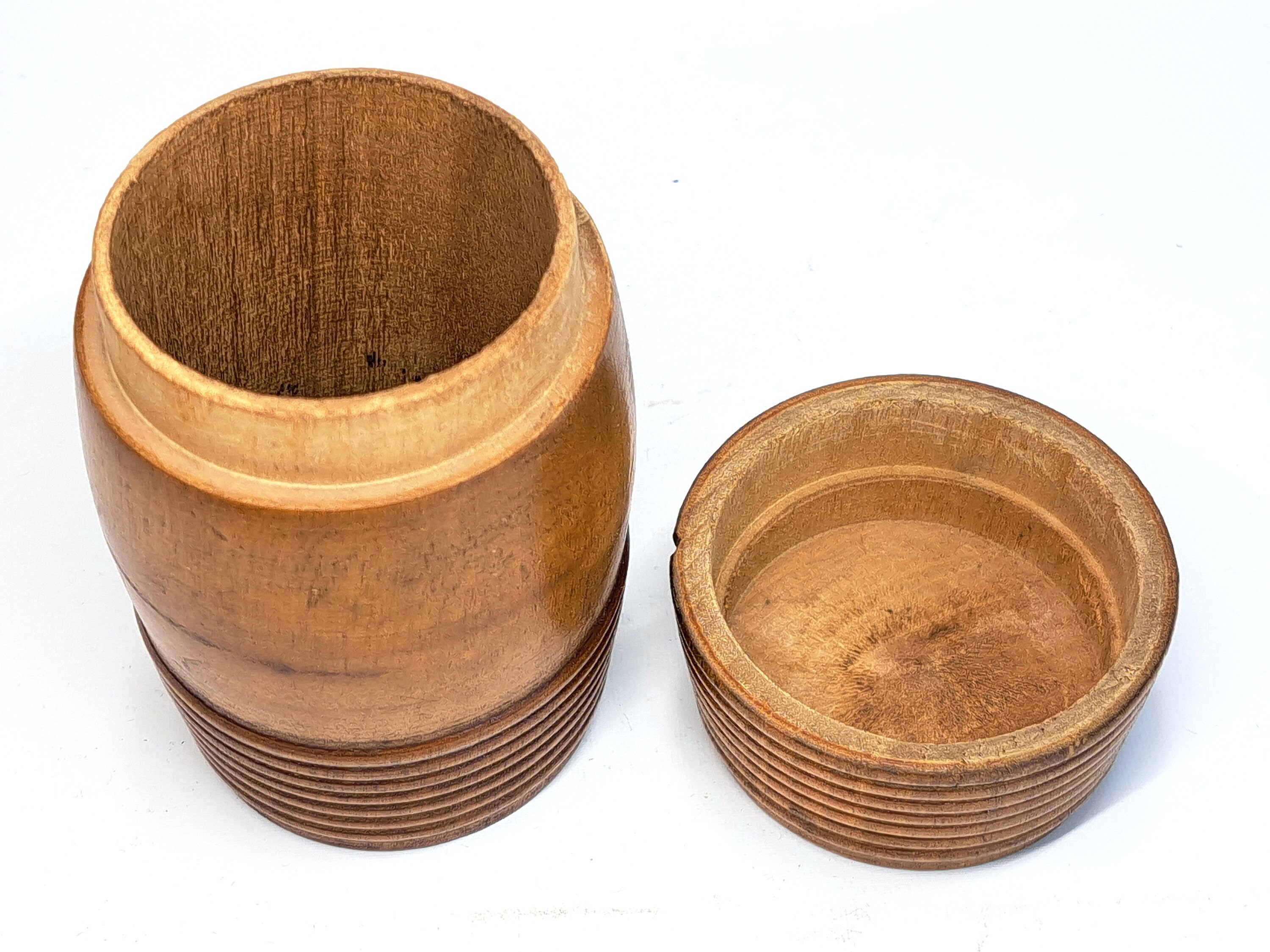 Antique Primitive Hand Turned Treenware Wooden Barrel Box Container - Etsy