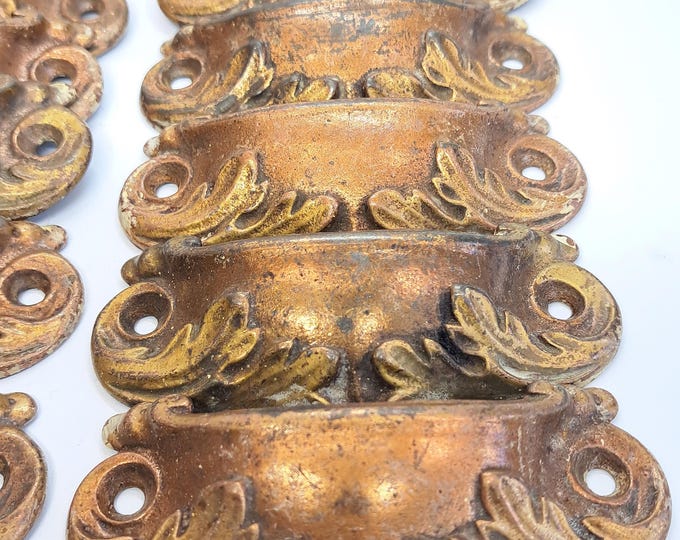 One (1) Antique Victorian Cast Iron Cup Drawer Pull, Bronze Finish ...