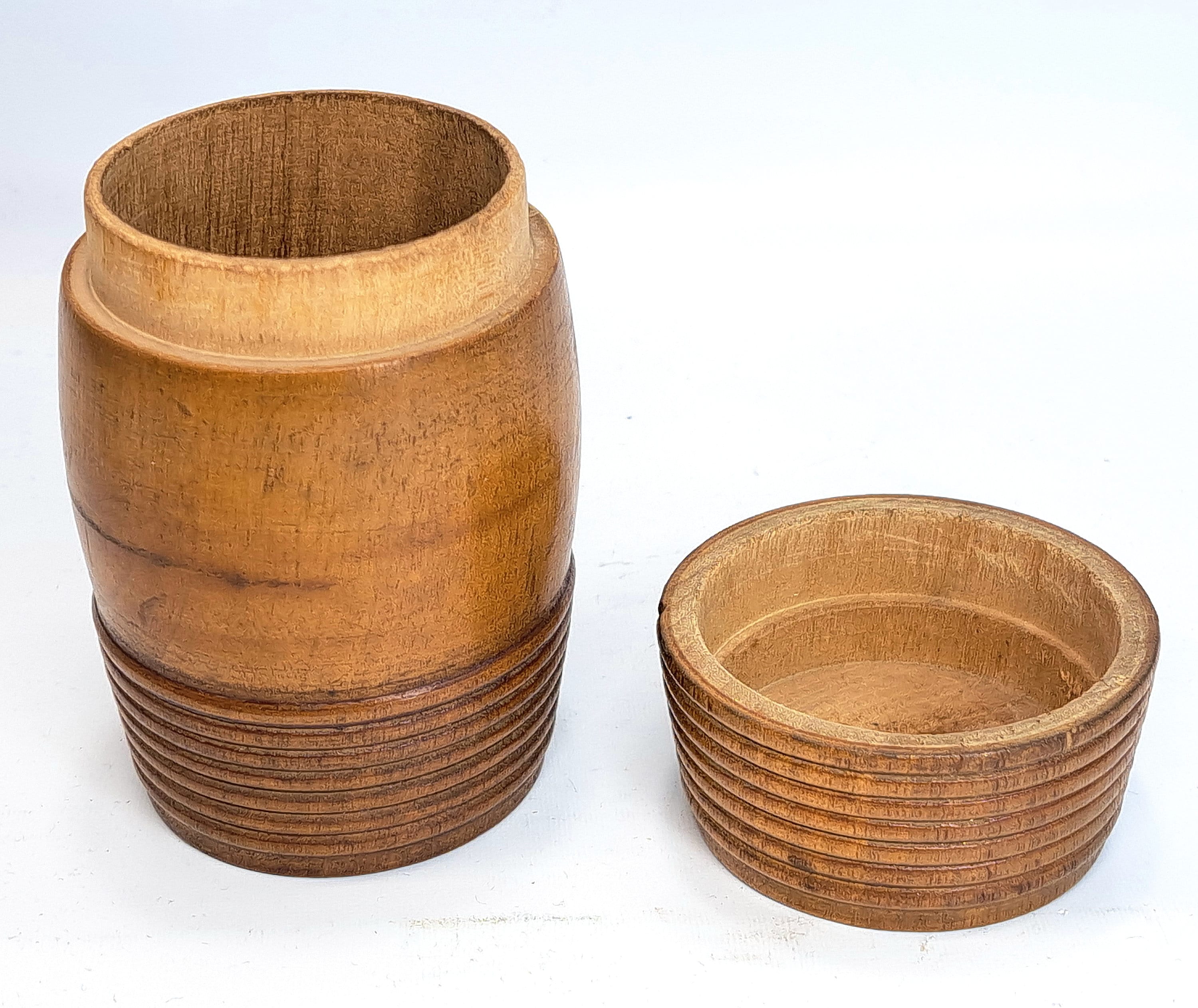 Antique Primitive Hand Turned Treenware Wooden Barrel Box Container - Etsy