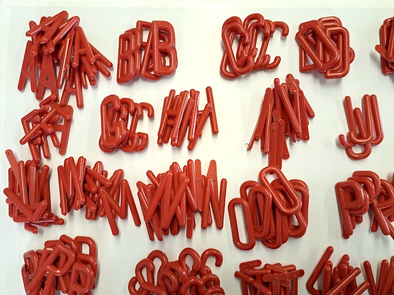 Vintage Red Plastic Tack-back Upper Case A-Z Letters Bulletin Board ...