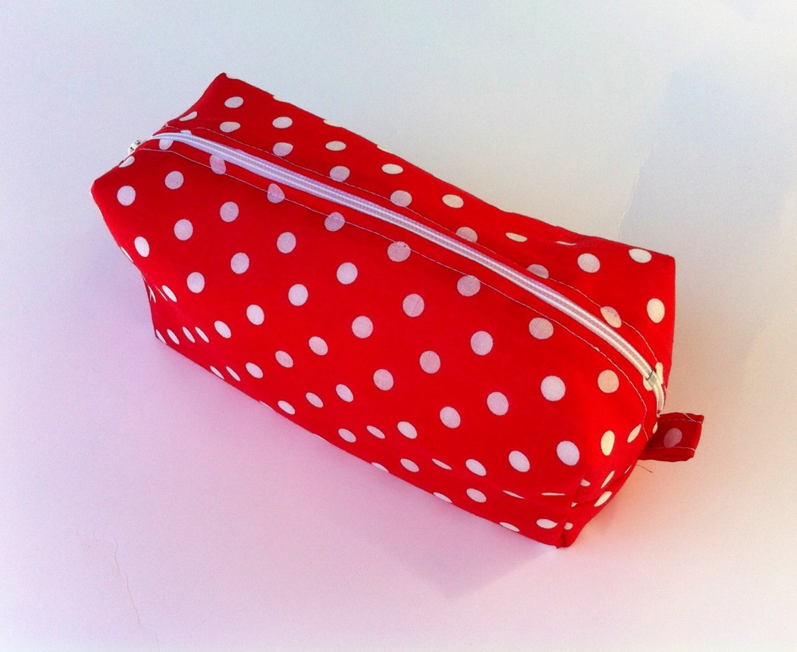 Cosmetic Case / Pencil Case Red and White Polka Dots - Etsy