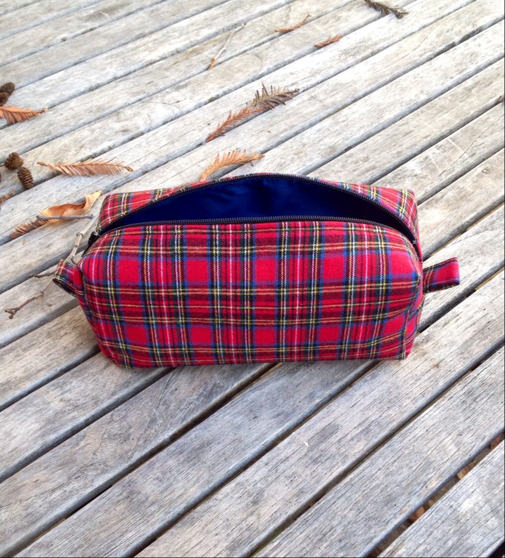 Red Plaid Cosmetic Case / Pencil Case Gingham Zipper Bag - Etsy