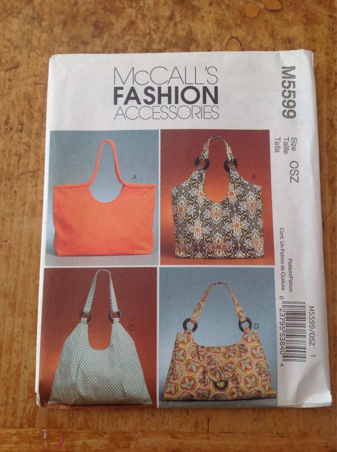 Purse Sewing Pattern, Mccall's Fashion Accessories Sewing Pattern, One ...