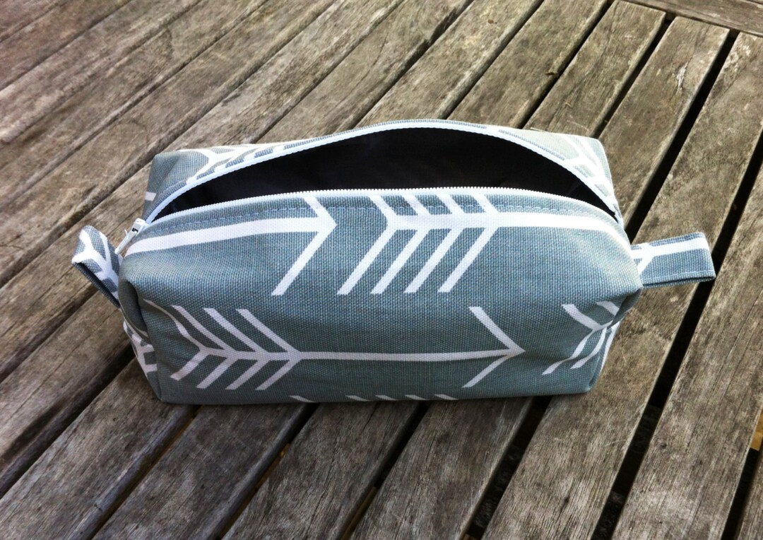 Gray and White Arrows Pencil Case, Gray Cosmetic Case With White Arrows ...
