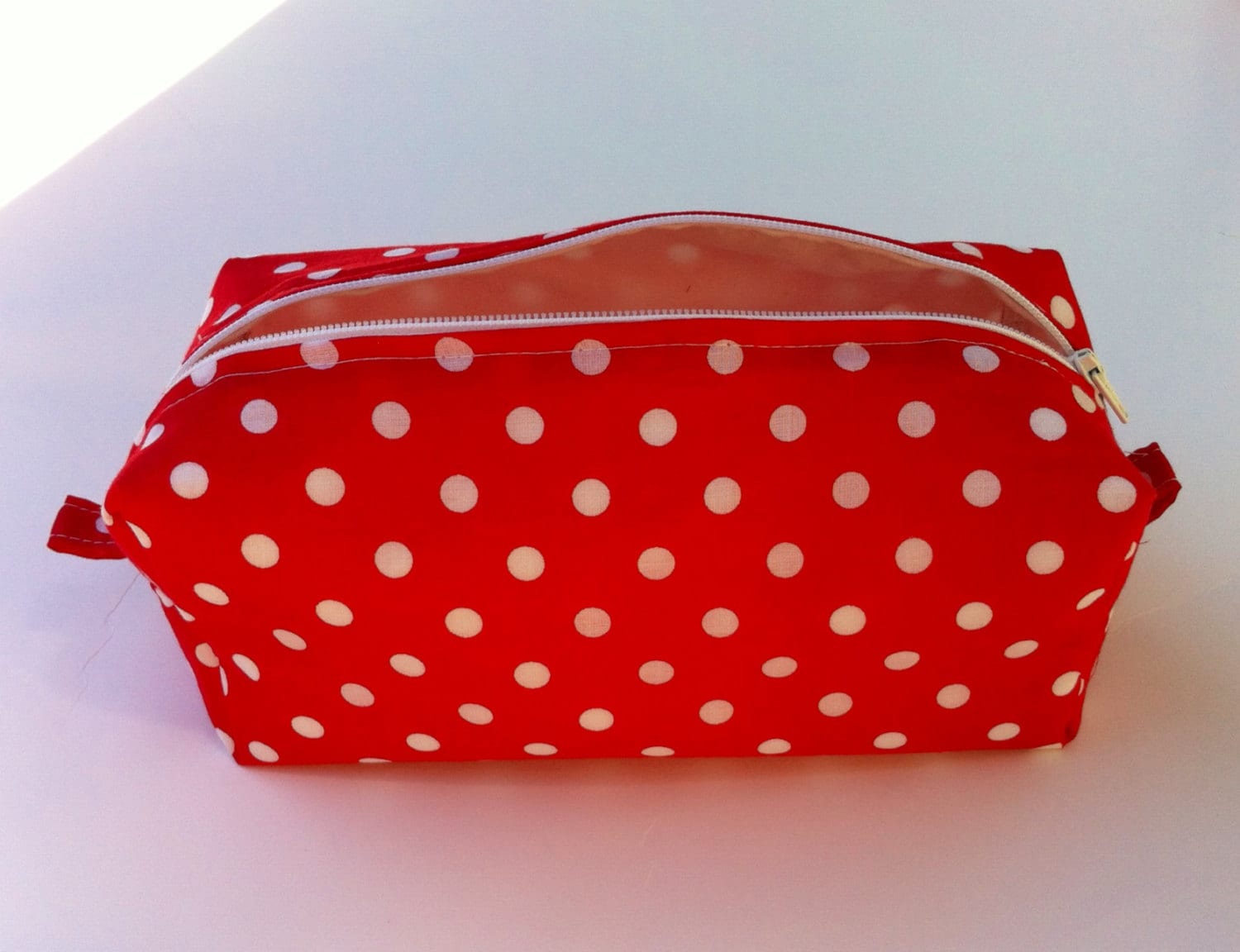 Cosmetic Case / Pencil Case Red and White Polka Dots - Etsy