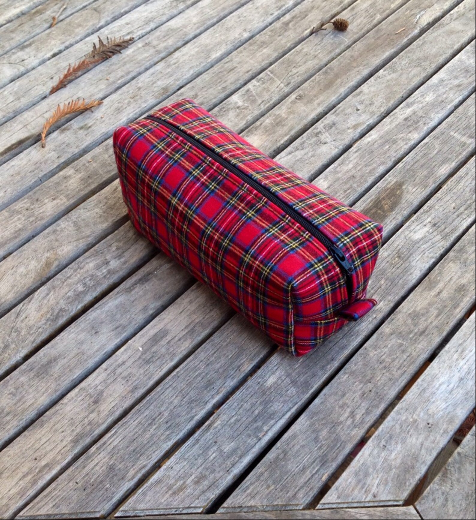 Red Plaid Cosmetic Case / Pencil Case Gingham Zipper Bag - Etsy