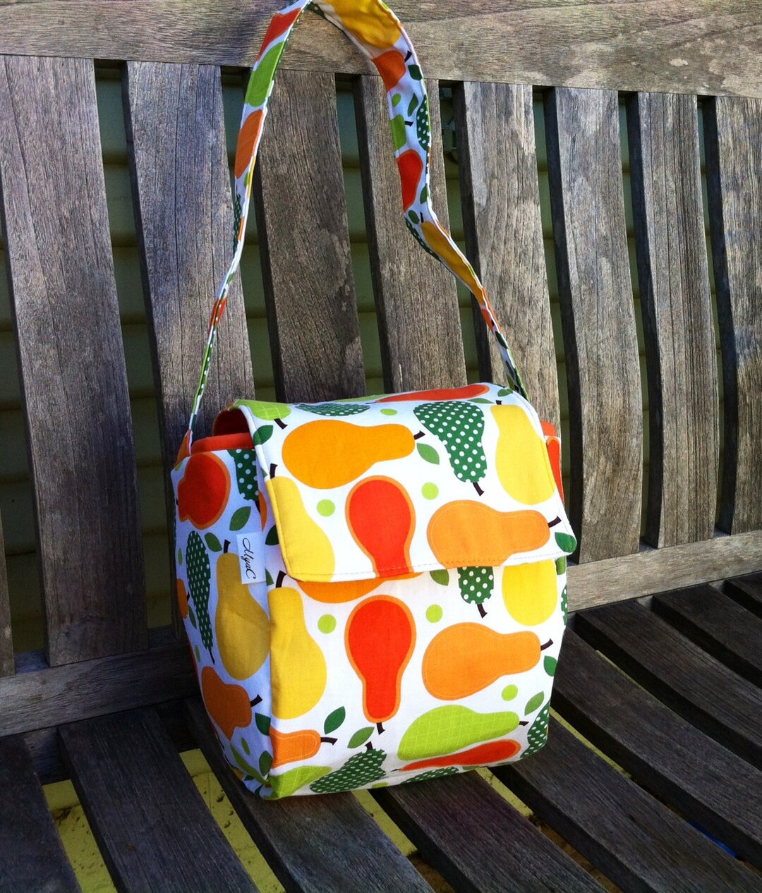 Insulated Lunch Tote Pears, Reusable Lunch Bag, Cotton Lunch Bag ...