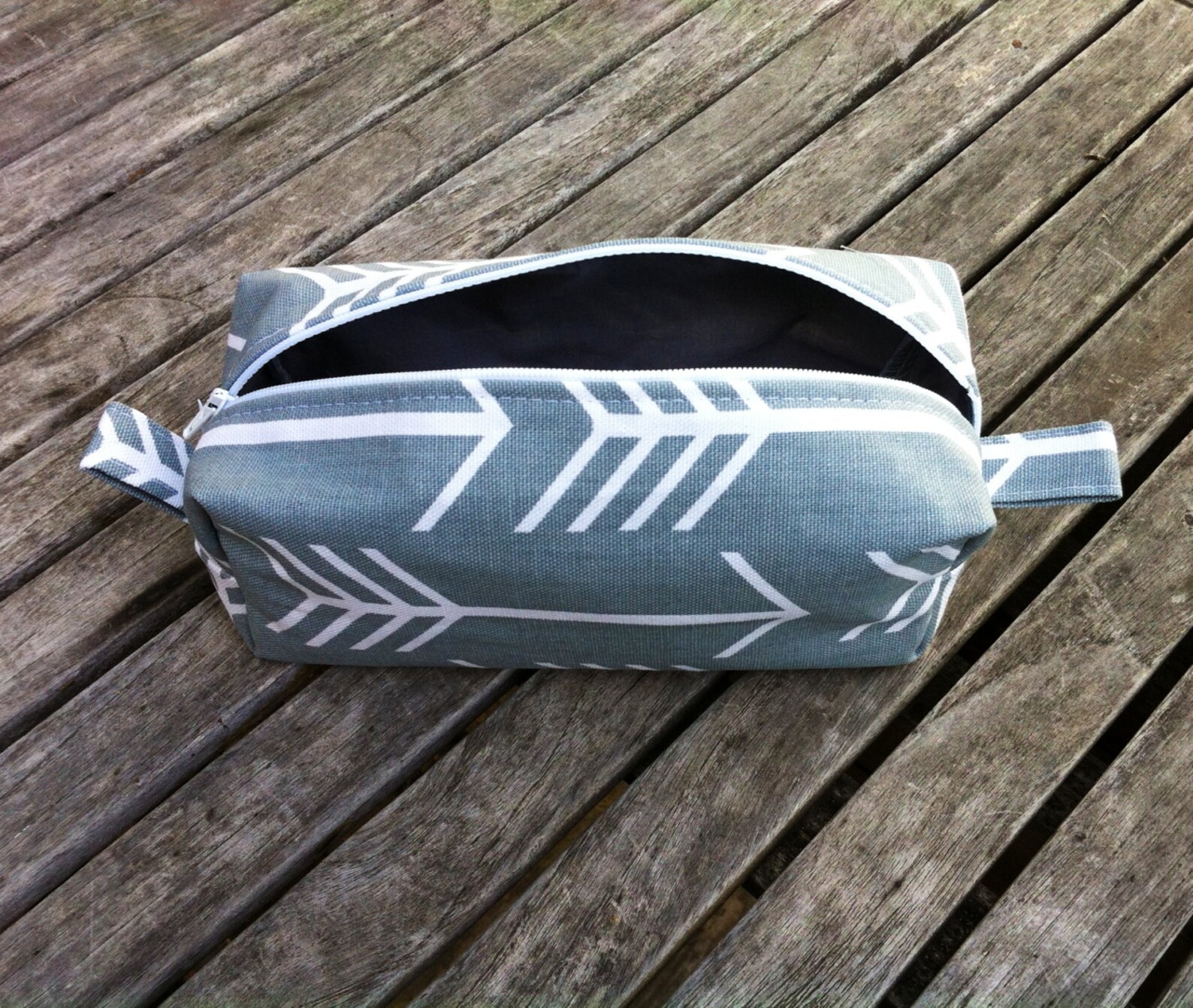Gray and White Arrows Pencil Case, Gray Cosmetic Case With White Arrows ...