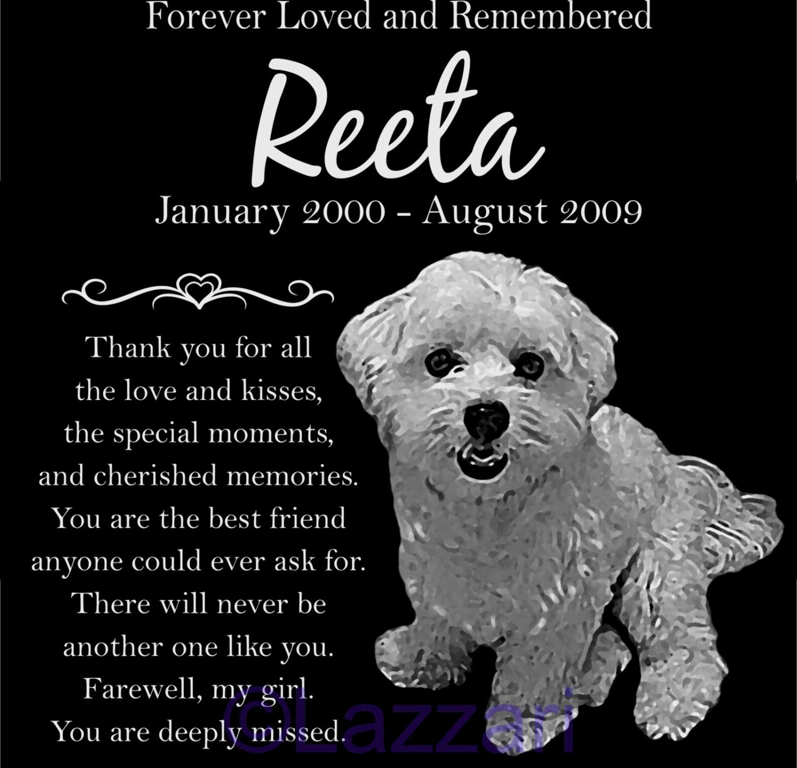 Personalized Maltese Dog Granite Pet Memorial 12x12 Inch Engraved Grave ...