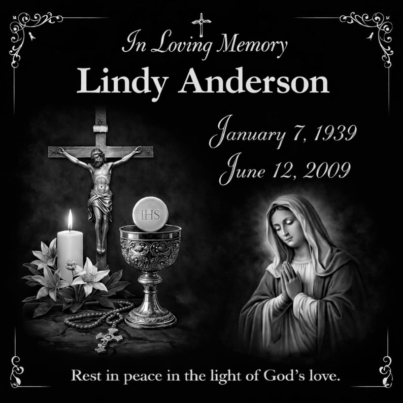Personalized Catholic Memorial 12"x12" Custom Engraved Headstone ...