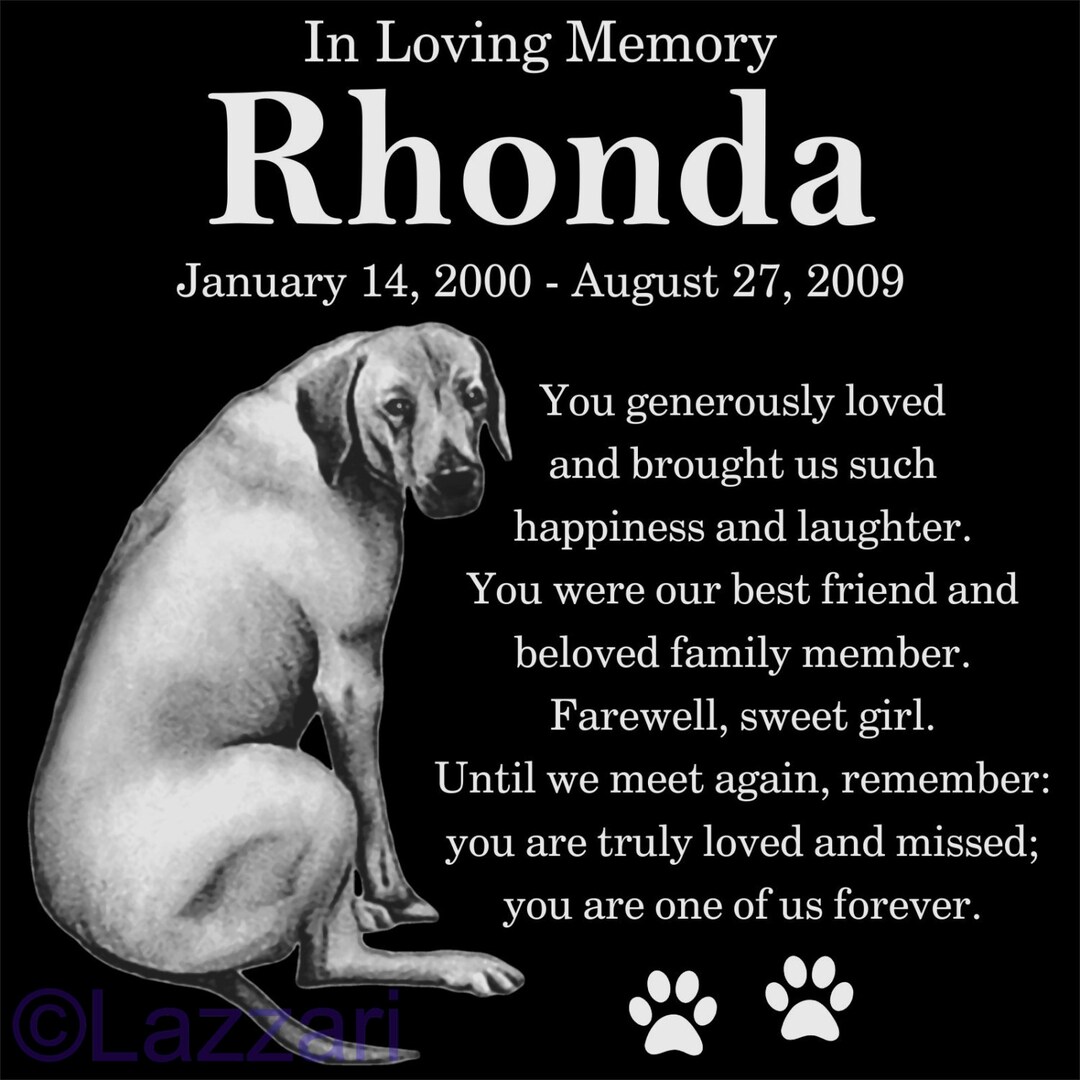 Personalized Rhodesian Ridgeback Dog Pet Memorial 12x12 Inch Custom ...