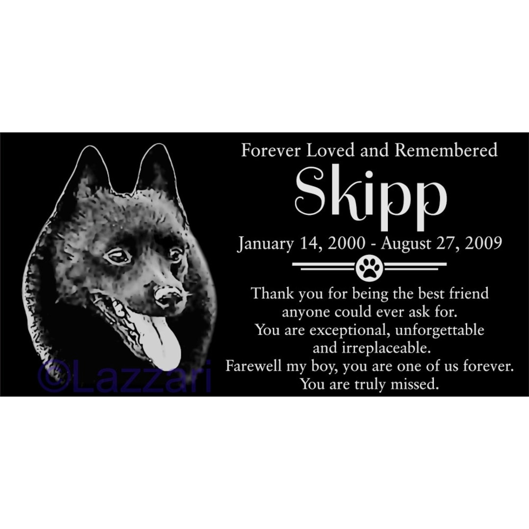 Personalized Schipperke Dog Pet Memorial 12x6 Inch Custom Engraved ...