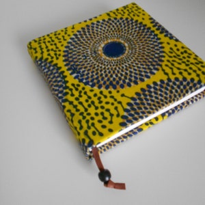 Square Handcrafted Fabric Notebook With Leather & Wooden Bead Detail ...