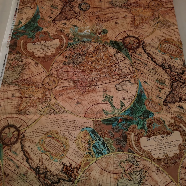 World Map Fabric - Etsy