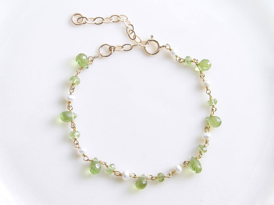 August Birthday Peridot Bracelet Genuine Peridot with | Etsy