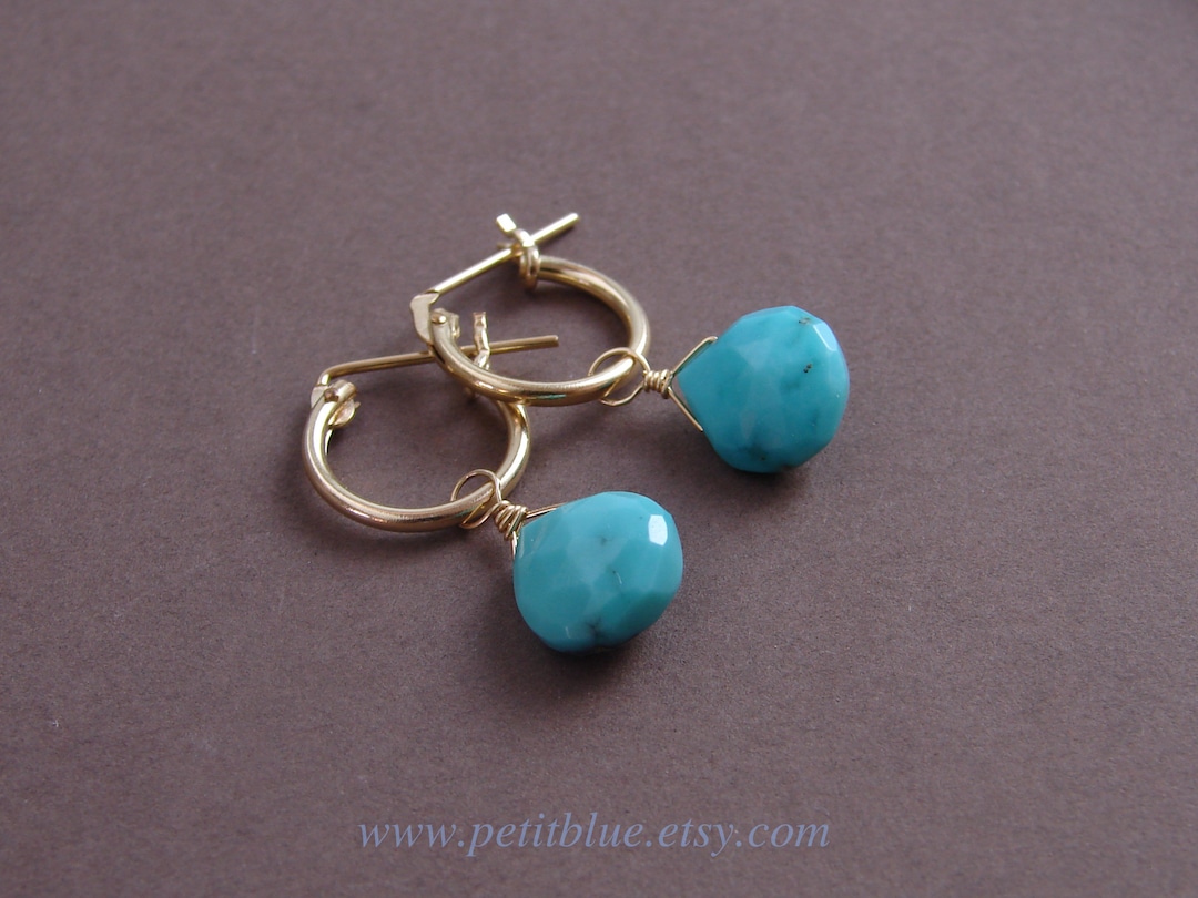 Small Turquoise Earrings ~ Sleeping Beauty Turquoise ~ Small Huggie ...