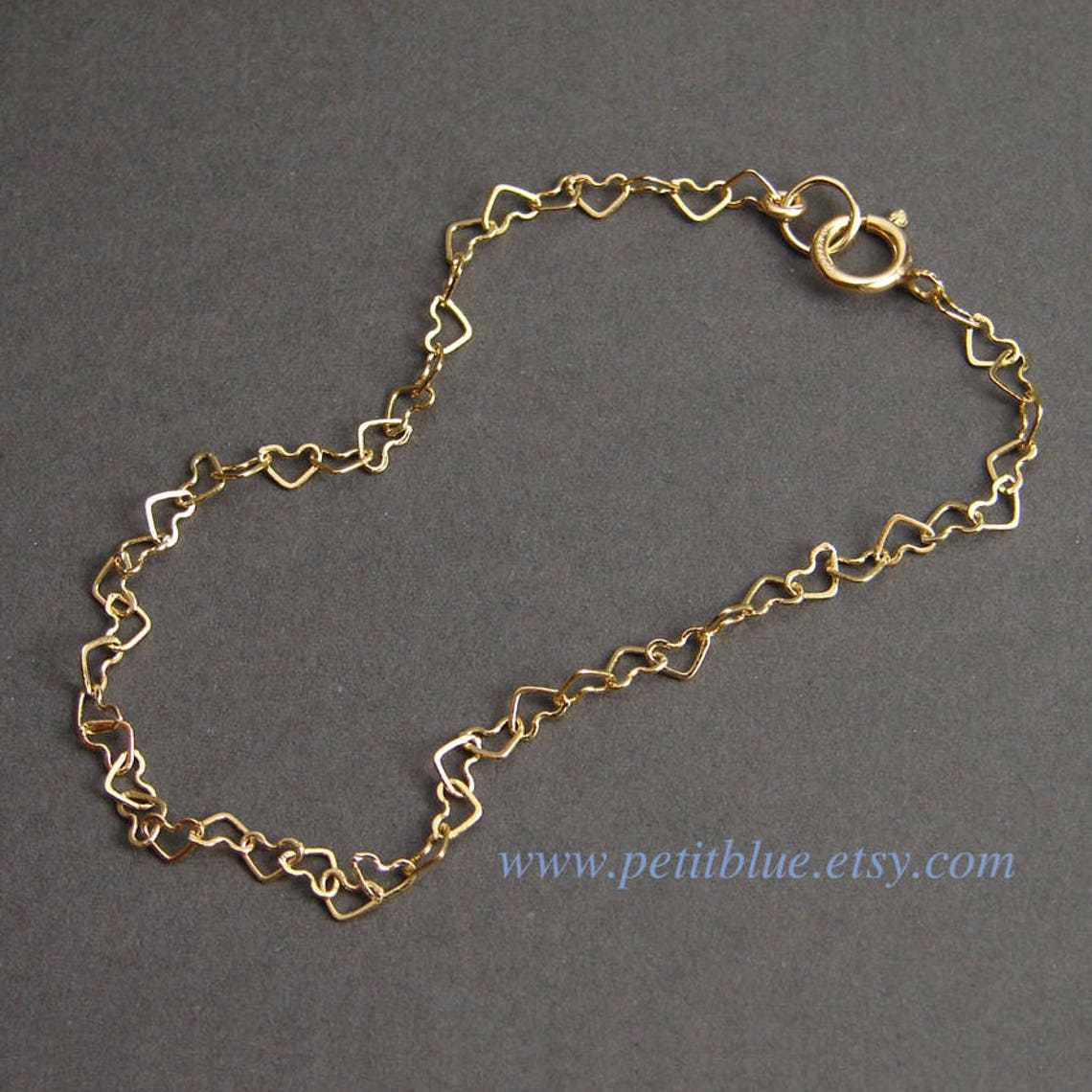 Tiny Heart Bracelet ~ Gold ~ Small Gold Heart Link Bracelet ~ Dainty ...