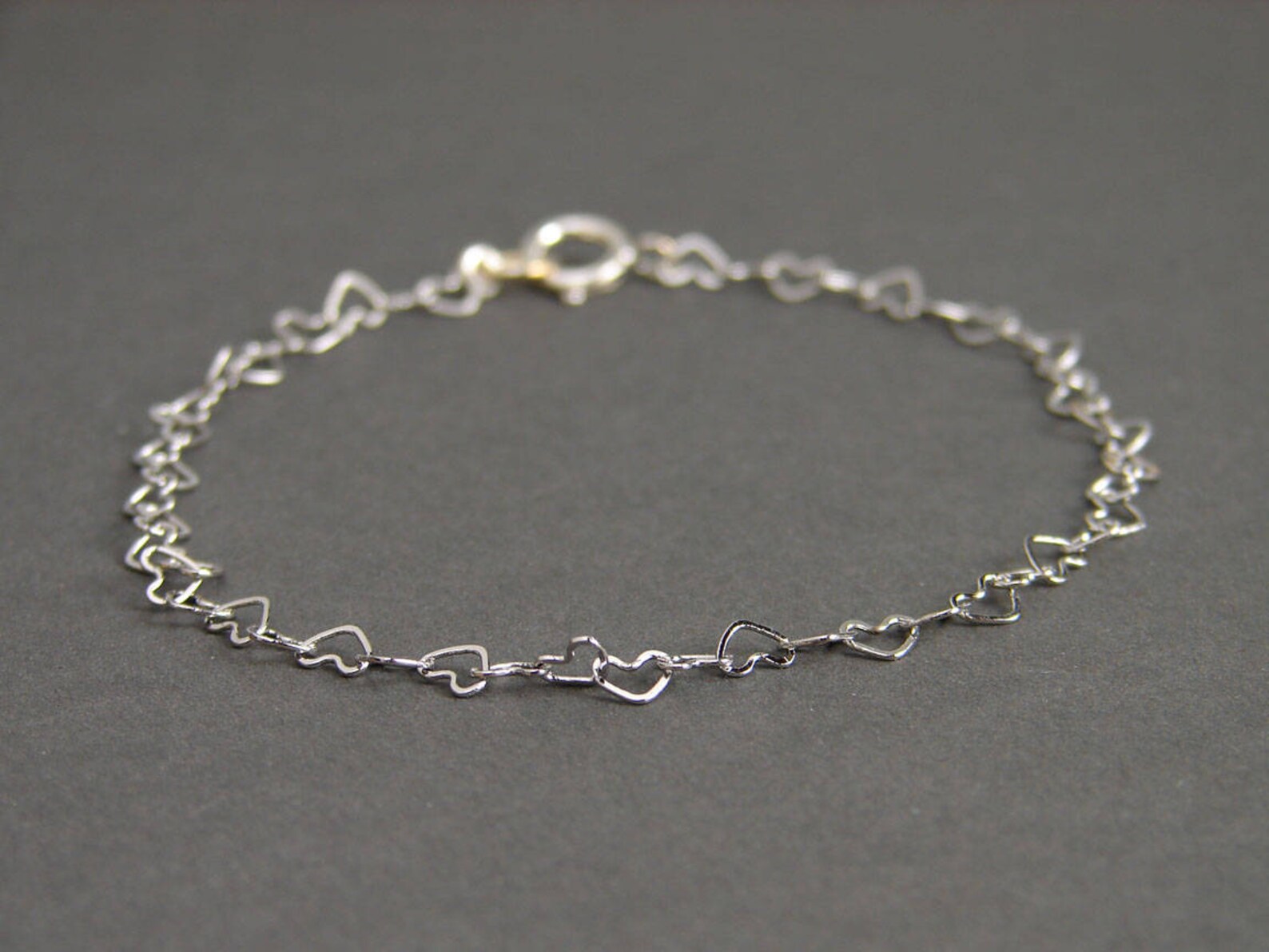 Tiny Heart Bracelet ~ Gold ~ Small Gold Heart Link Bracelet ~ Dainty ...