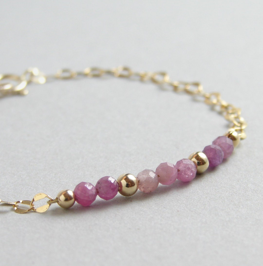 Ruby Bracelet ~ 14K Gold Filled Dapped Sequin Bracelet ~ Birthstone ...