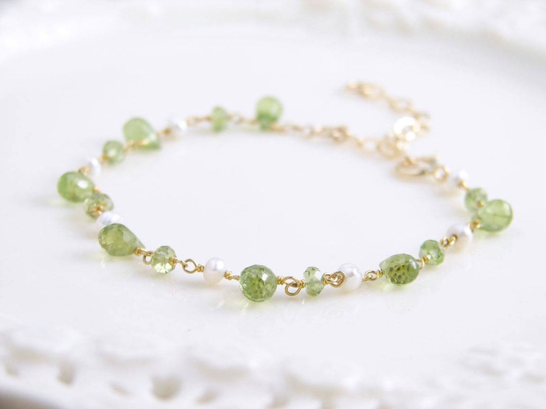 August Birthday ~ Peridot Bracelet ~ Genuine Peridot With Pearl ...