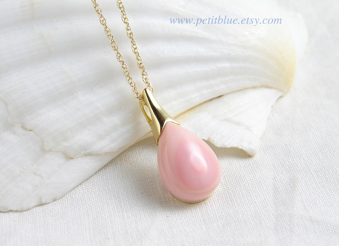 Pink Shell Drop Necklace ~ Queen Conch Shell ~ Natural Pink Conch Shell ...