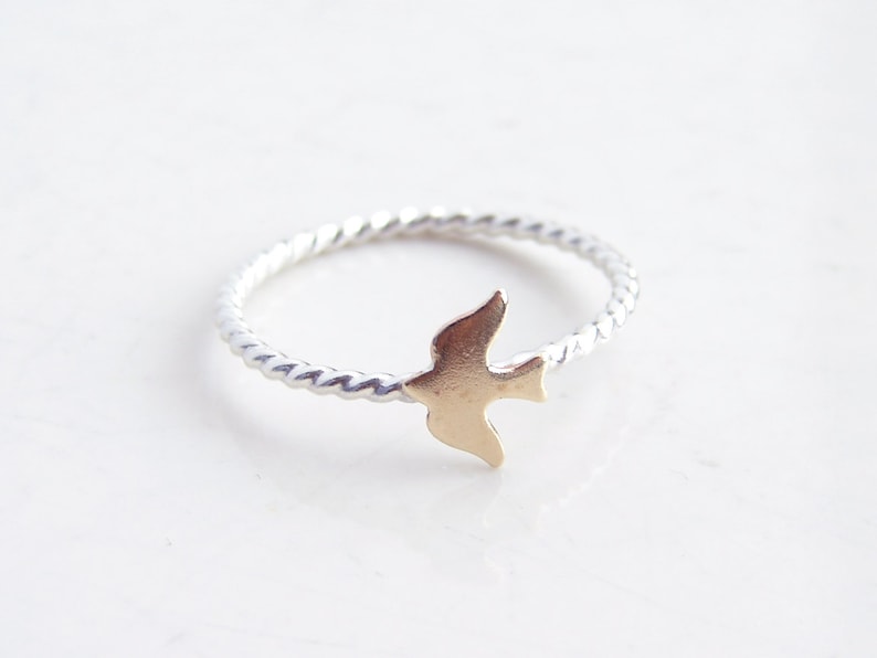 Tiny Seagull Ring. Stacking Nautical Ring. Sea Ship and Sky. | Etsy