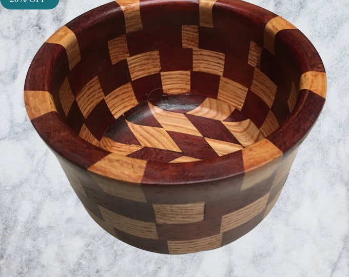 Segmented Wooden Bowl /wooden Bowl / Handcrafted / / Bloodwood & Oak / Wooden Gift / Lathe ...