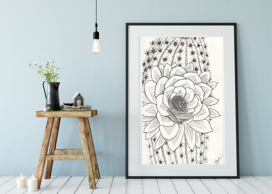 Pen & Ink Cactus, Botanical Print, Cactus Drawing, Cactus Print, Cactus ...